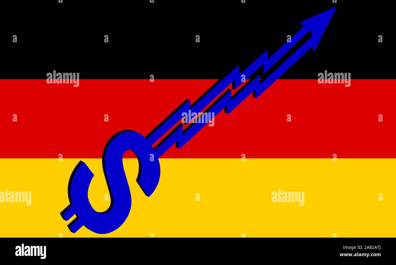 Flag of Germany and dollar sign arrow graph going up. Vector ...