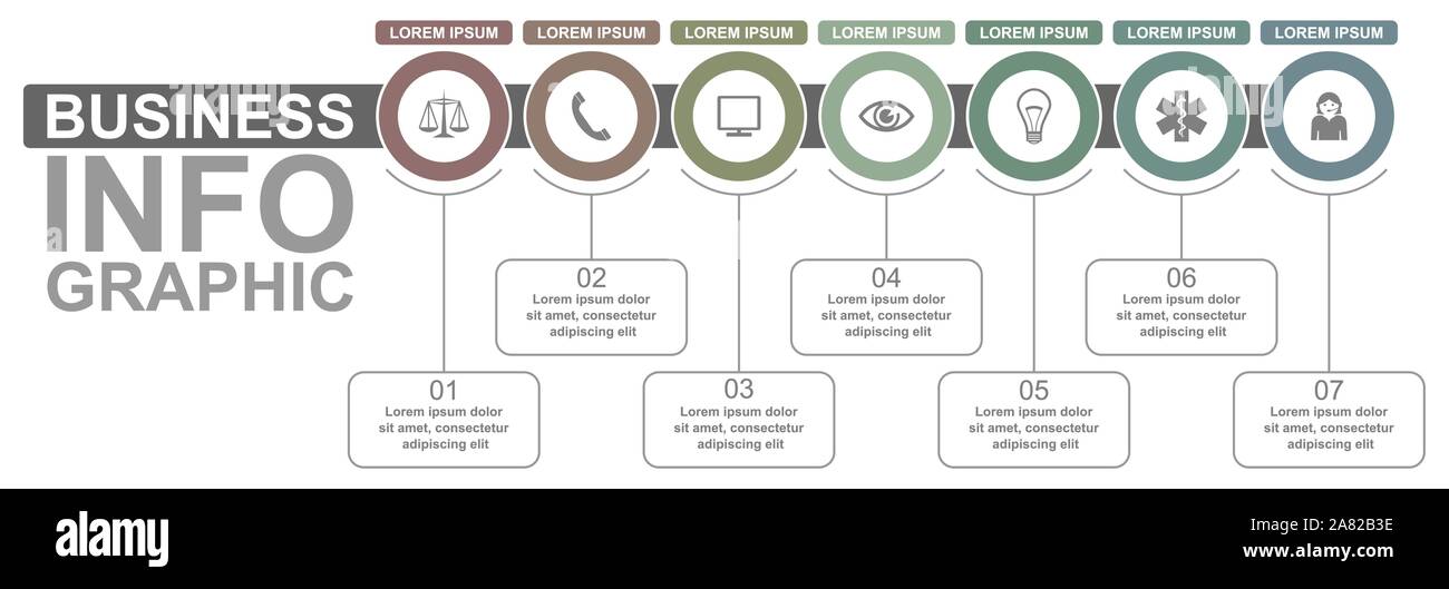 Infographic vector template for business presentation with 7 options ...