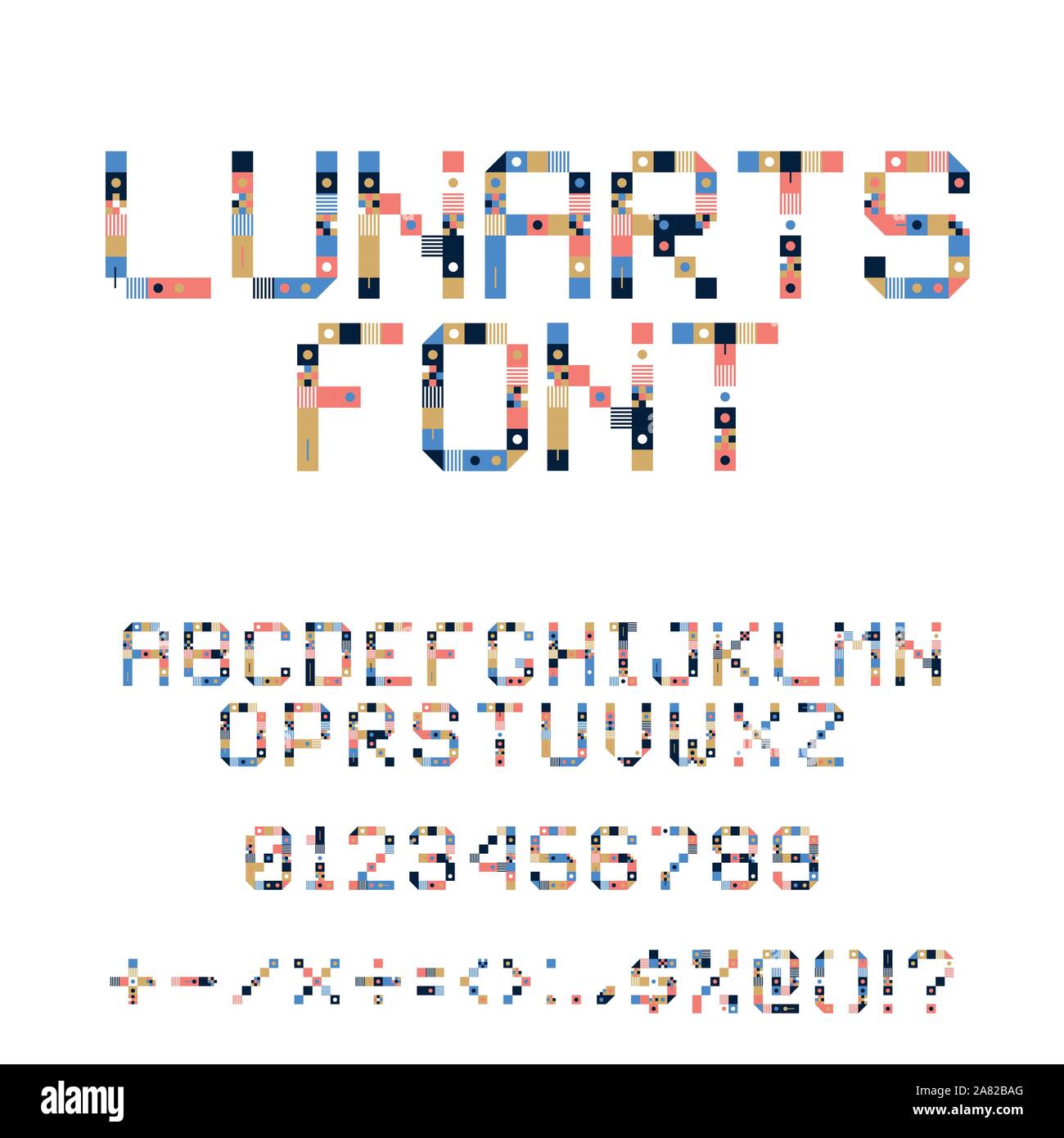Vector Pixel Art Alphabet. Colorful Letters Consist of Modules. Letters ...
