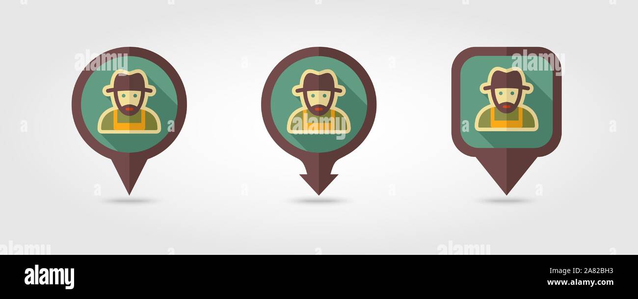 Farmers flat vector pin map icon. Map pointer. Map markers. Agriculture ...