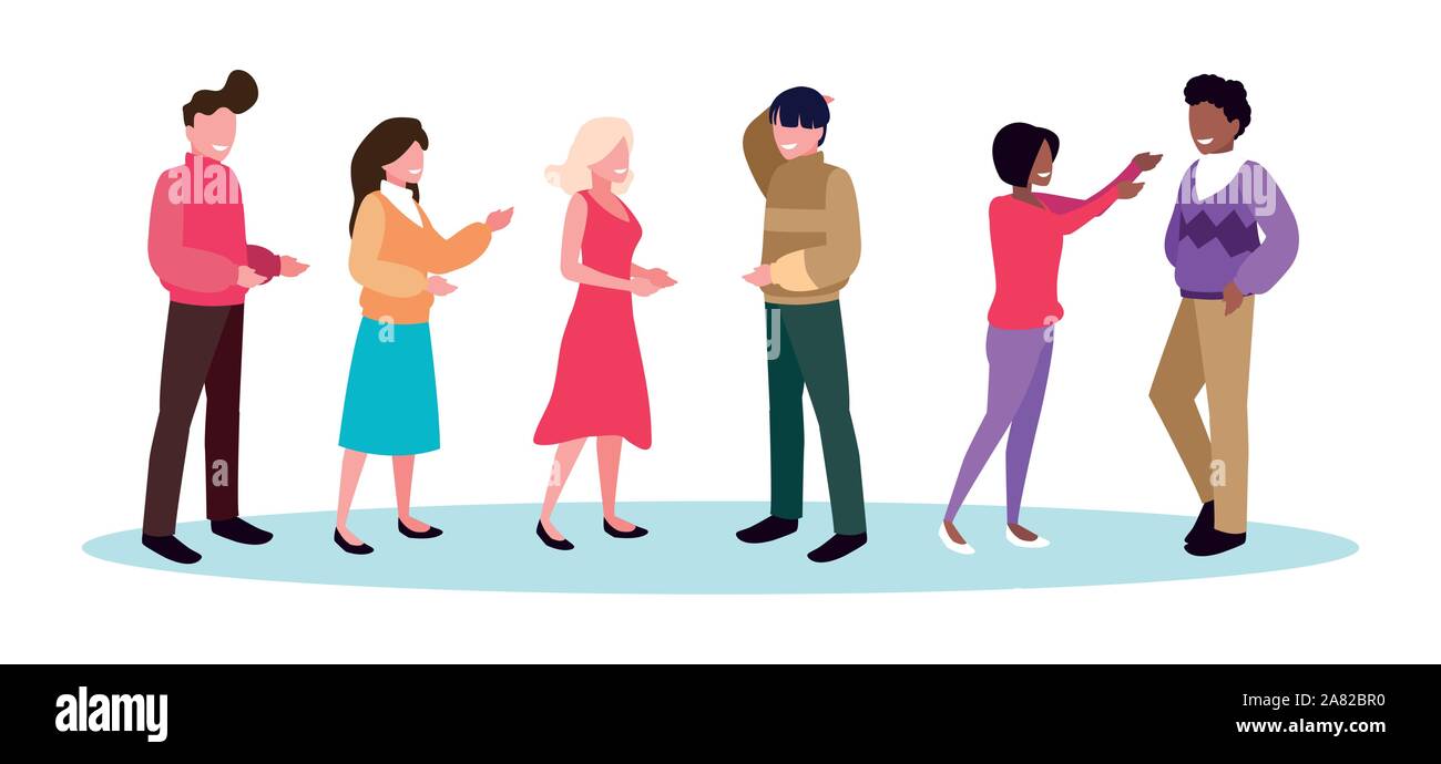 group of people standing on white background vector illustration design ...