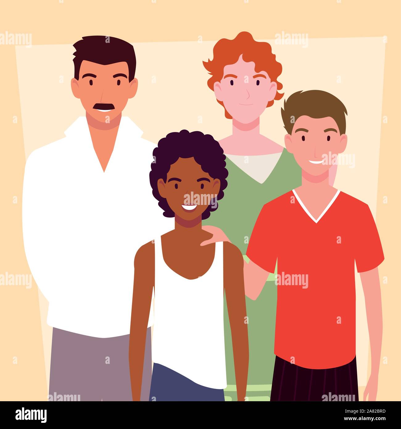 card of men with different poses vector illustration design Stock ...