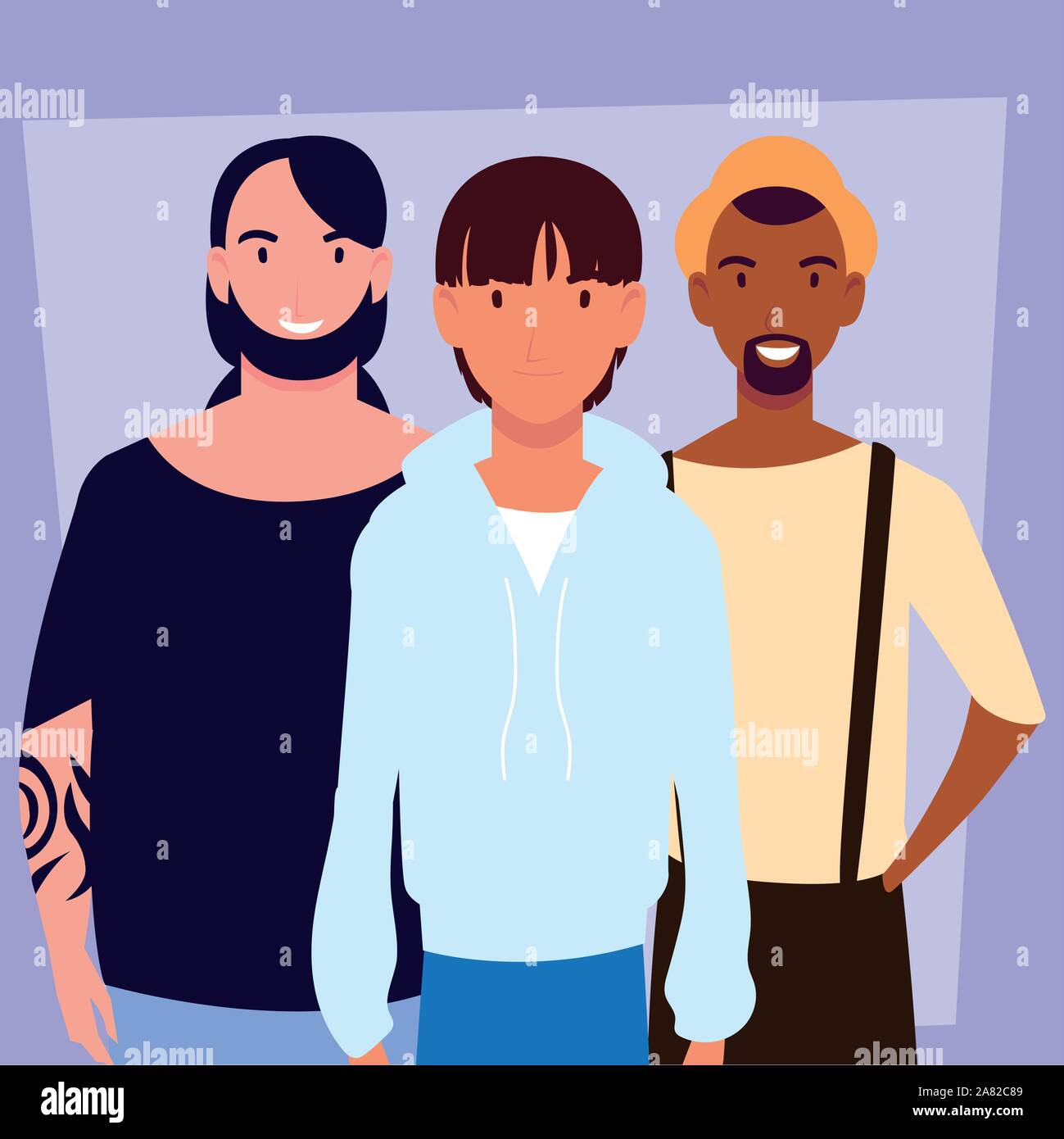 card of men with different poses vector illustration design Stock ...