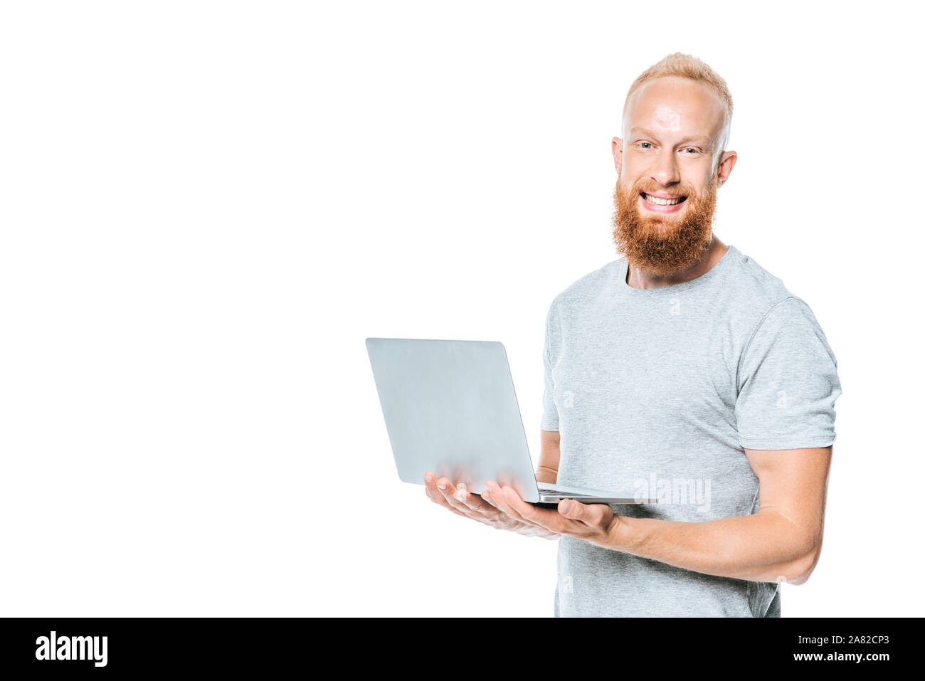 Man with laptop isolated Cut Out Stock Images & Pictures - Alamy