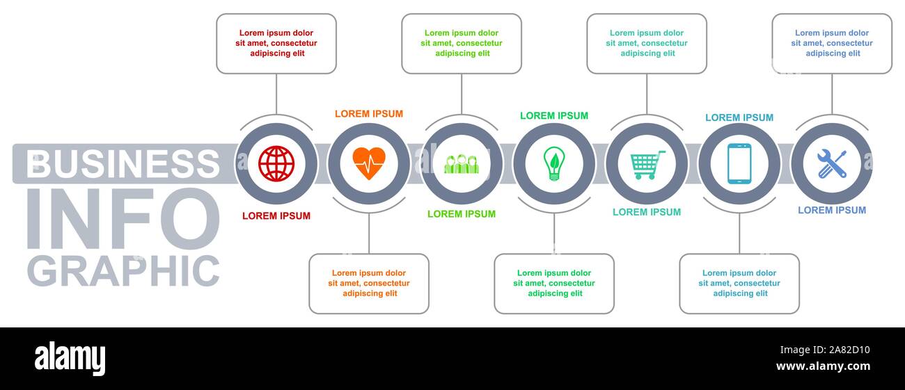 Infographic vector template for business presentation with 7 options ...