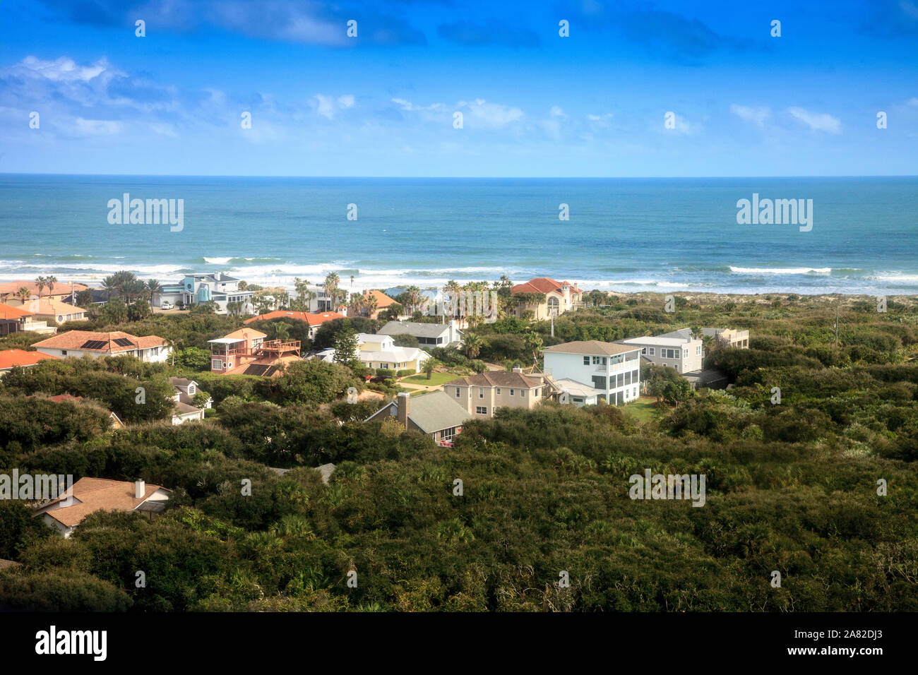 Aerial view of the coastline of New Smyrna Beach and Ponce de Leon ...