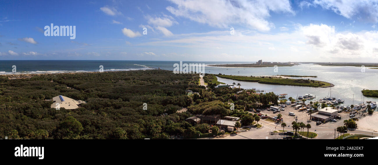 Aerial view of the coastline of New Smyrna Beach and Ponce de Leon ...
