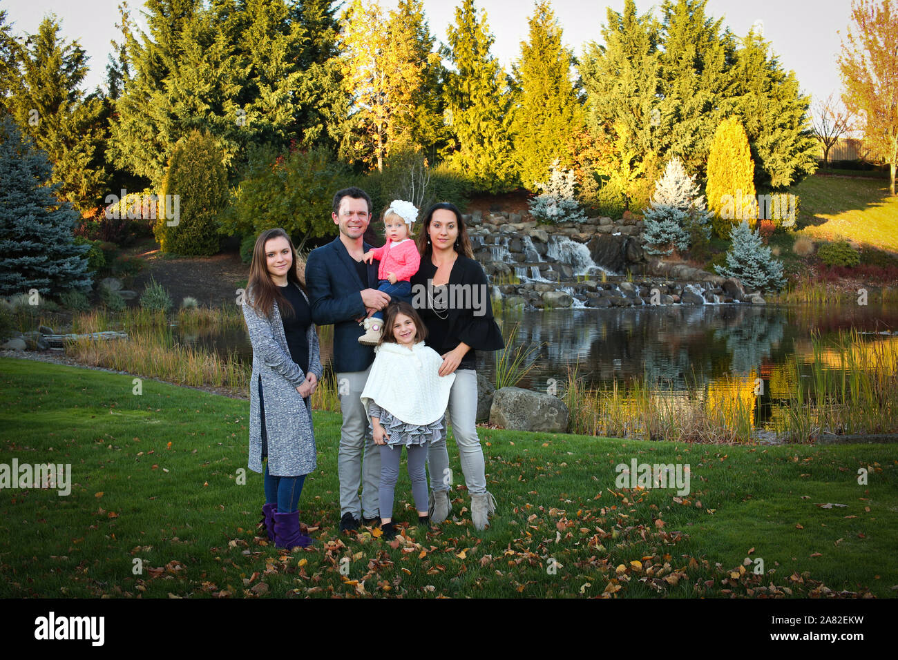 Happy Family, tree girls, daughters, beautiful mother and Happy Father ...