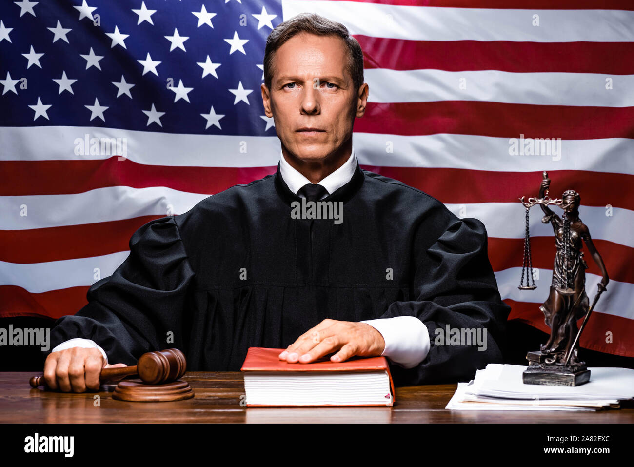 Judge in robe gavel in hi-res stock photography and images - Alamy