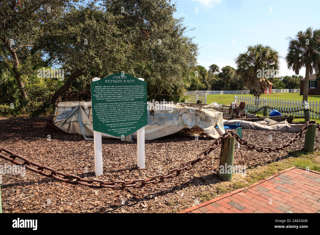 Ponce Inlet, Florida, USA – November 2, 2019: Cuban rafts displayed at ...