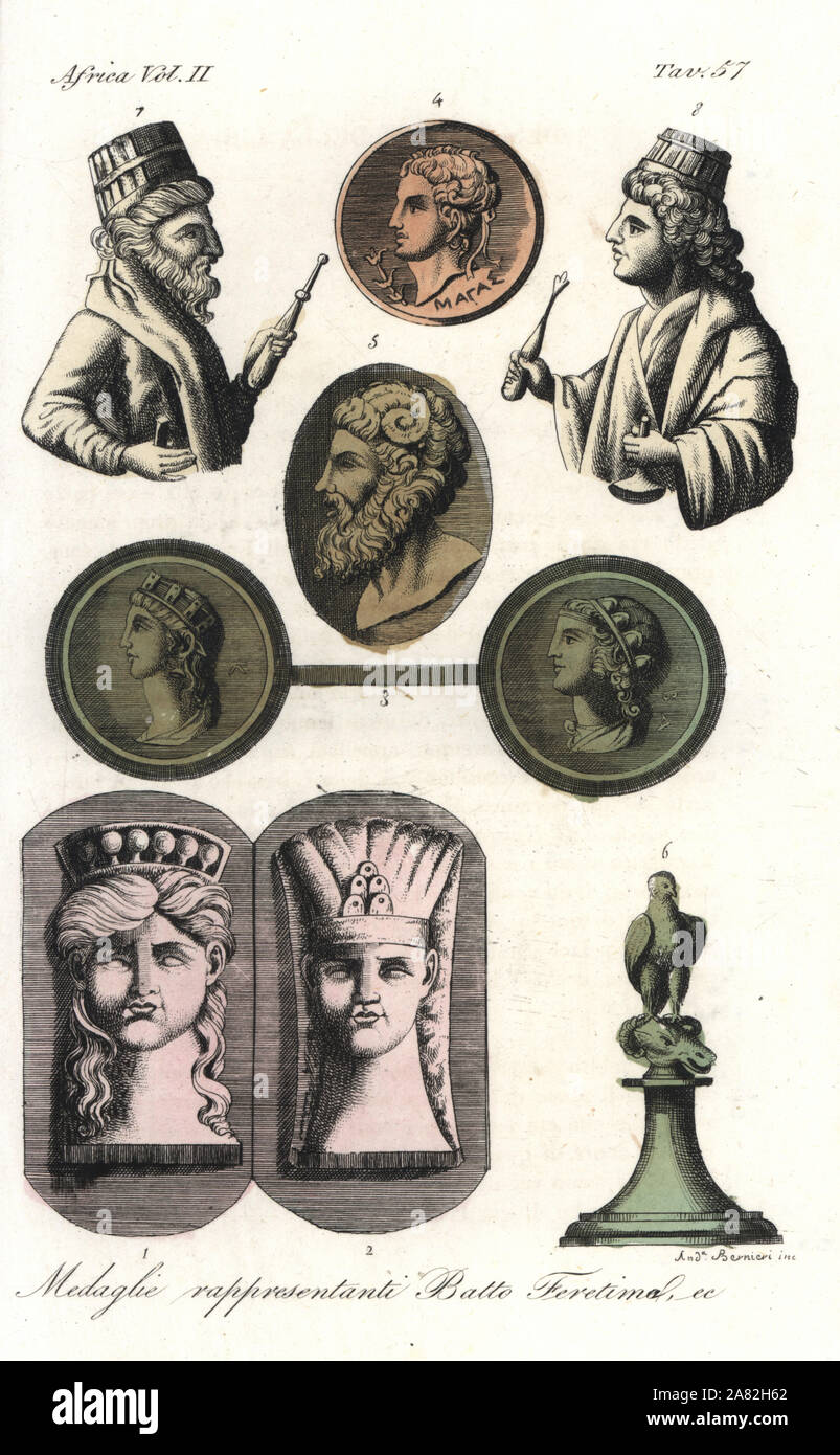 Medals of Cyrenaean King Battus and Queen Pheretima 1,2,3, King Magas 4 ...