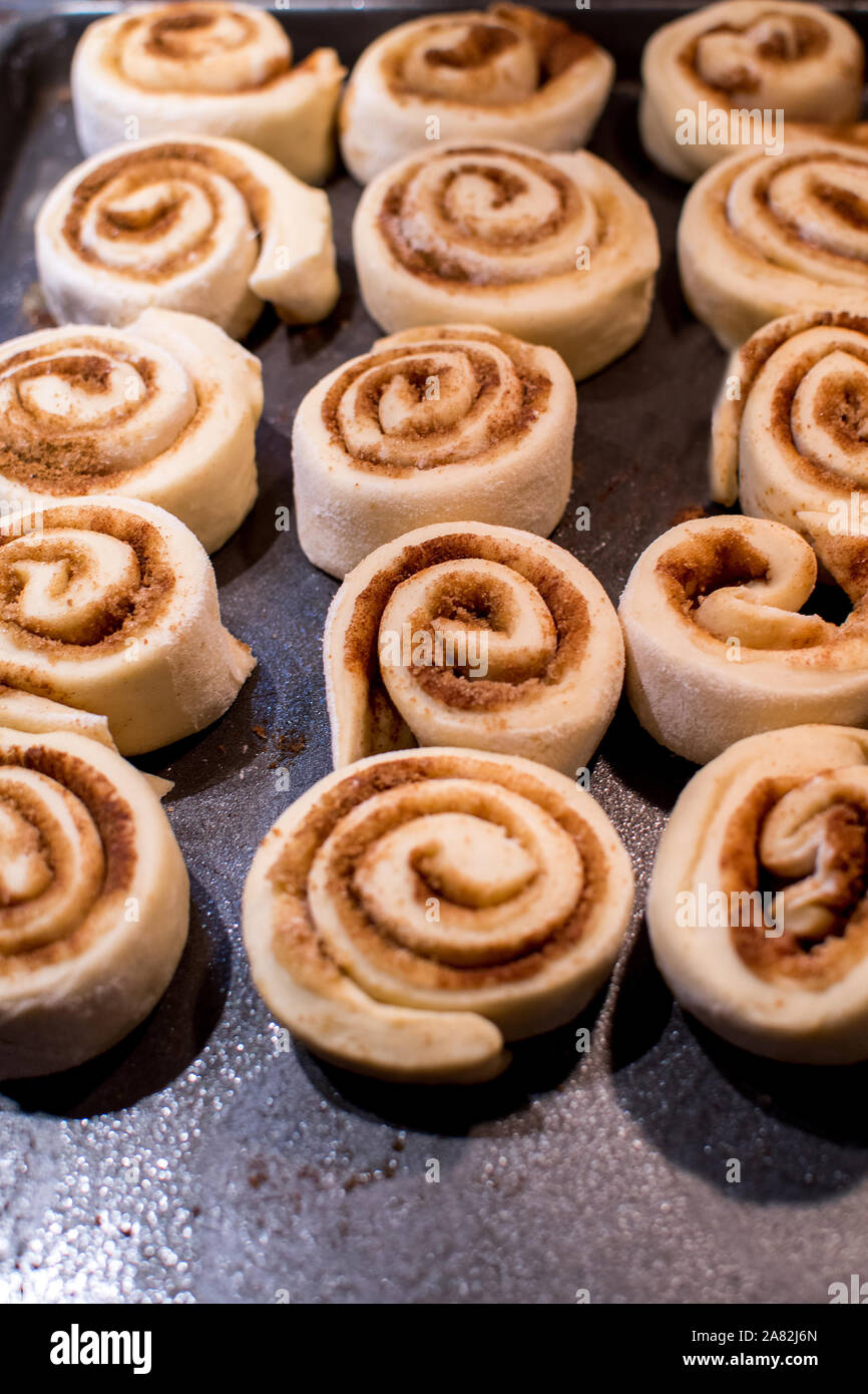 Closeup raw cinnamon roll hi-res stock photography and images - Alamy