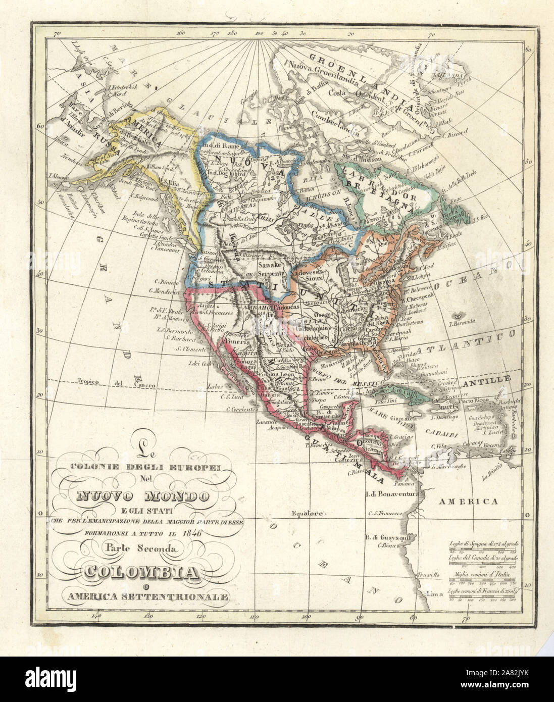 Map of the European colonies in the New World (North and Central ...