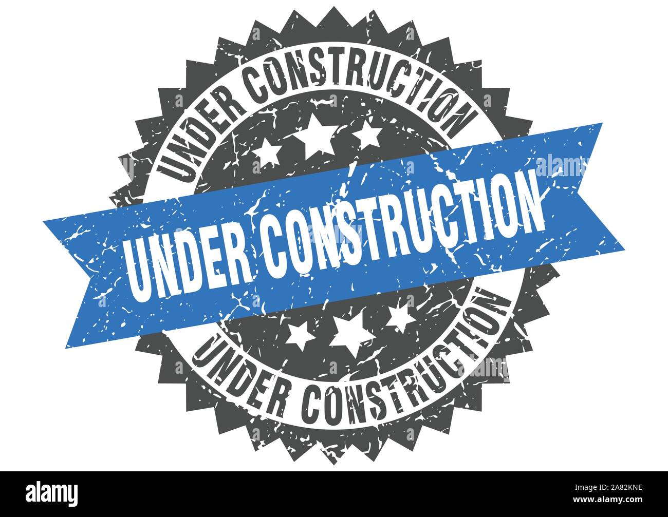 under construction grunge stamp with blue band. under construction ...