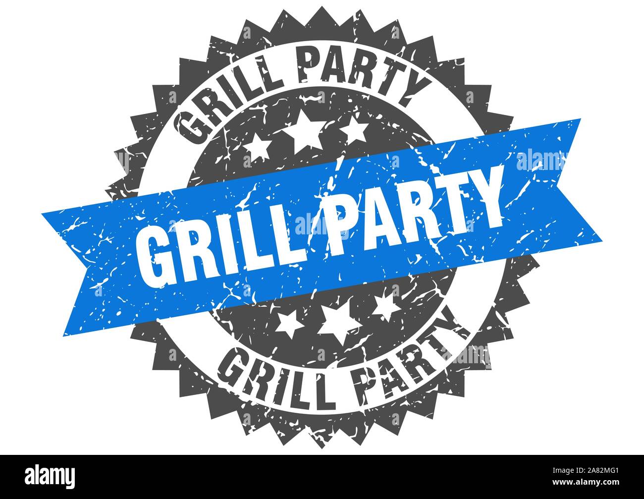 grill party grunge stamp with blue band. grill party Stock Vector Image ...