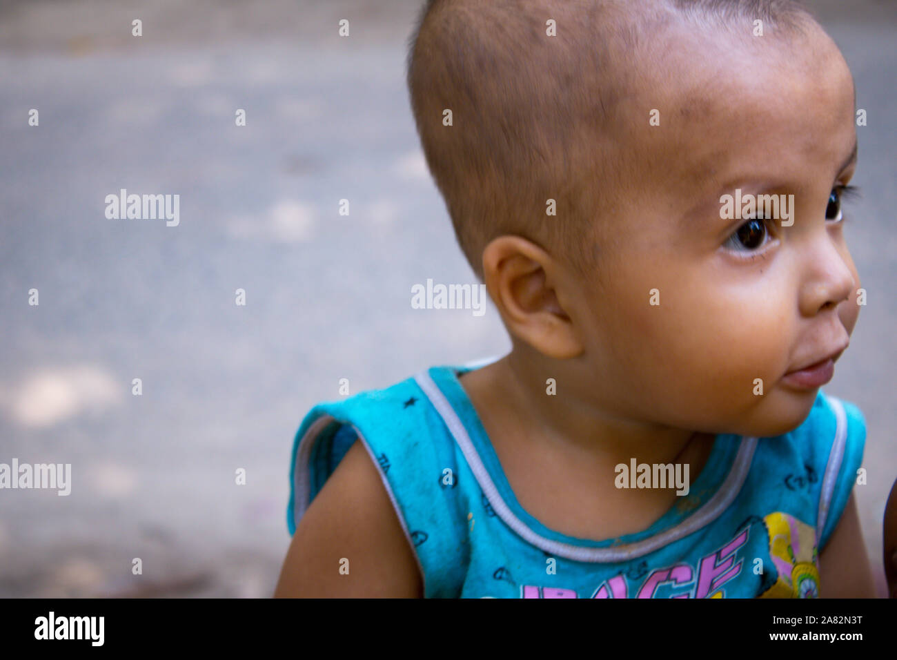 A Cute South Asian Bald Head Toddler Portrait, He is a boy Stock Photo ...