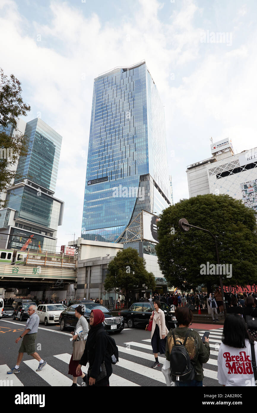 The Shibuya Scramble Square building is seen at Shibuya entertainment ...