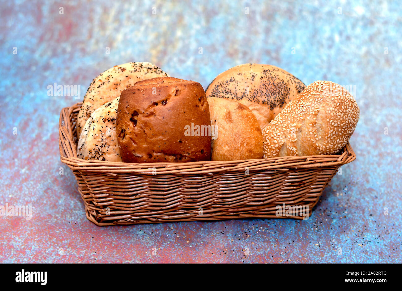 Delicious basket of bread rolls Stock Photo - Alamy