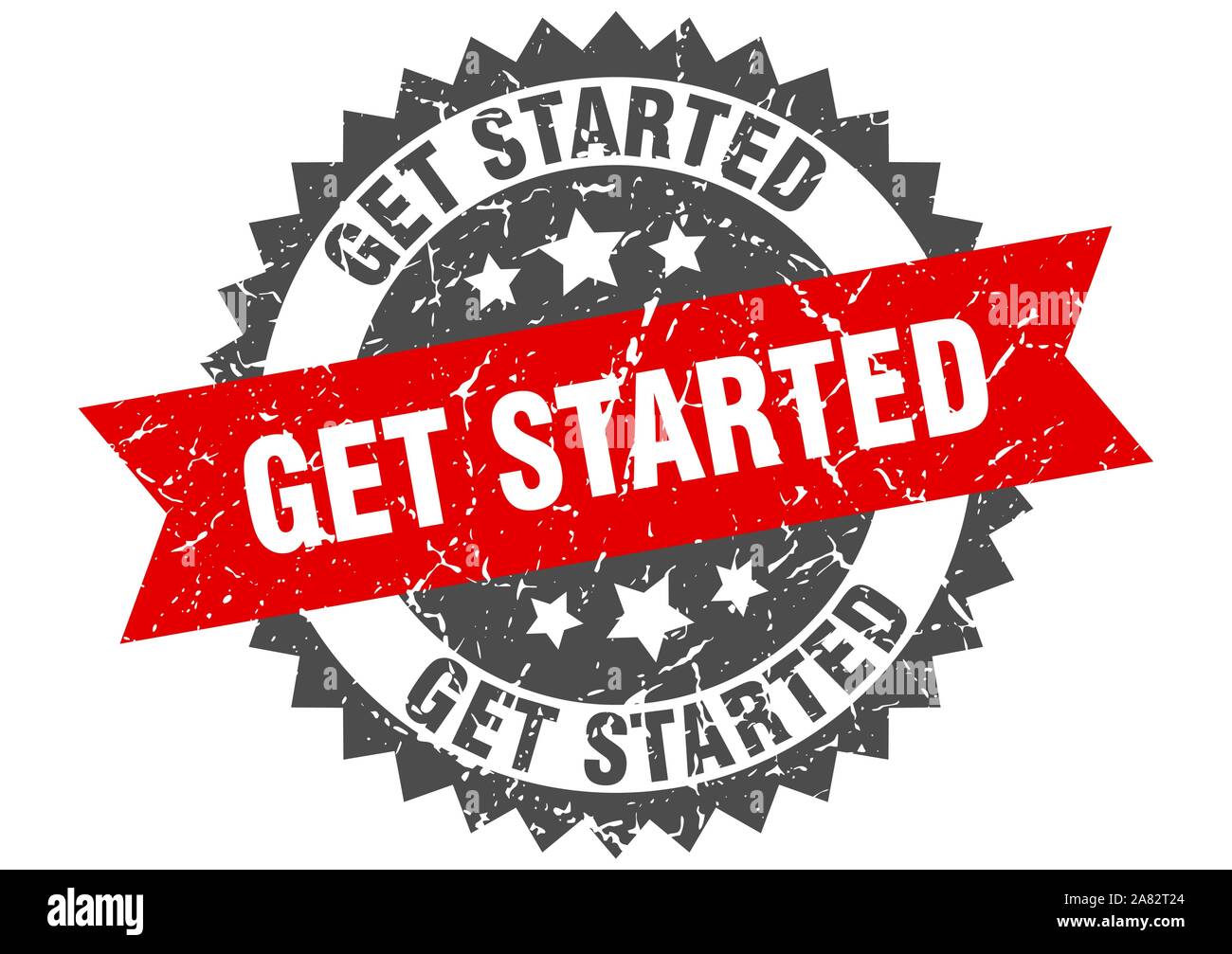 get started grunge stamp with red band. get started Stock Vector Image ...