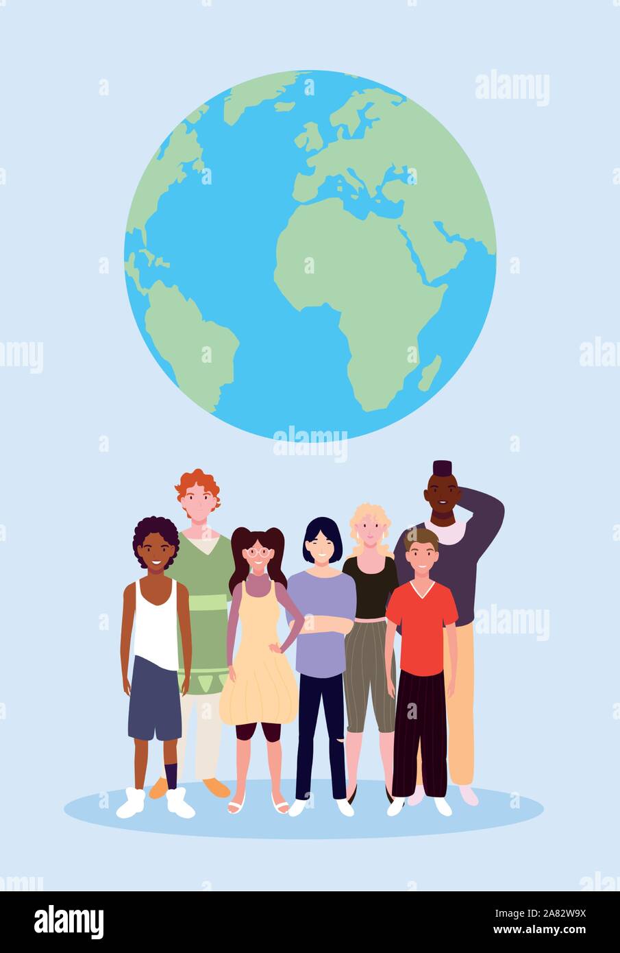 group of people with planet earth vector illustration design Stock ...