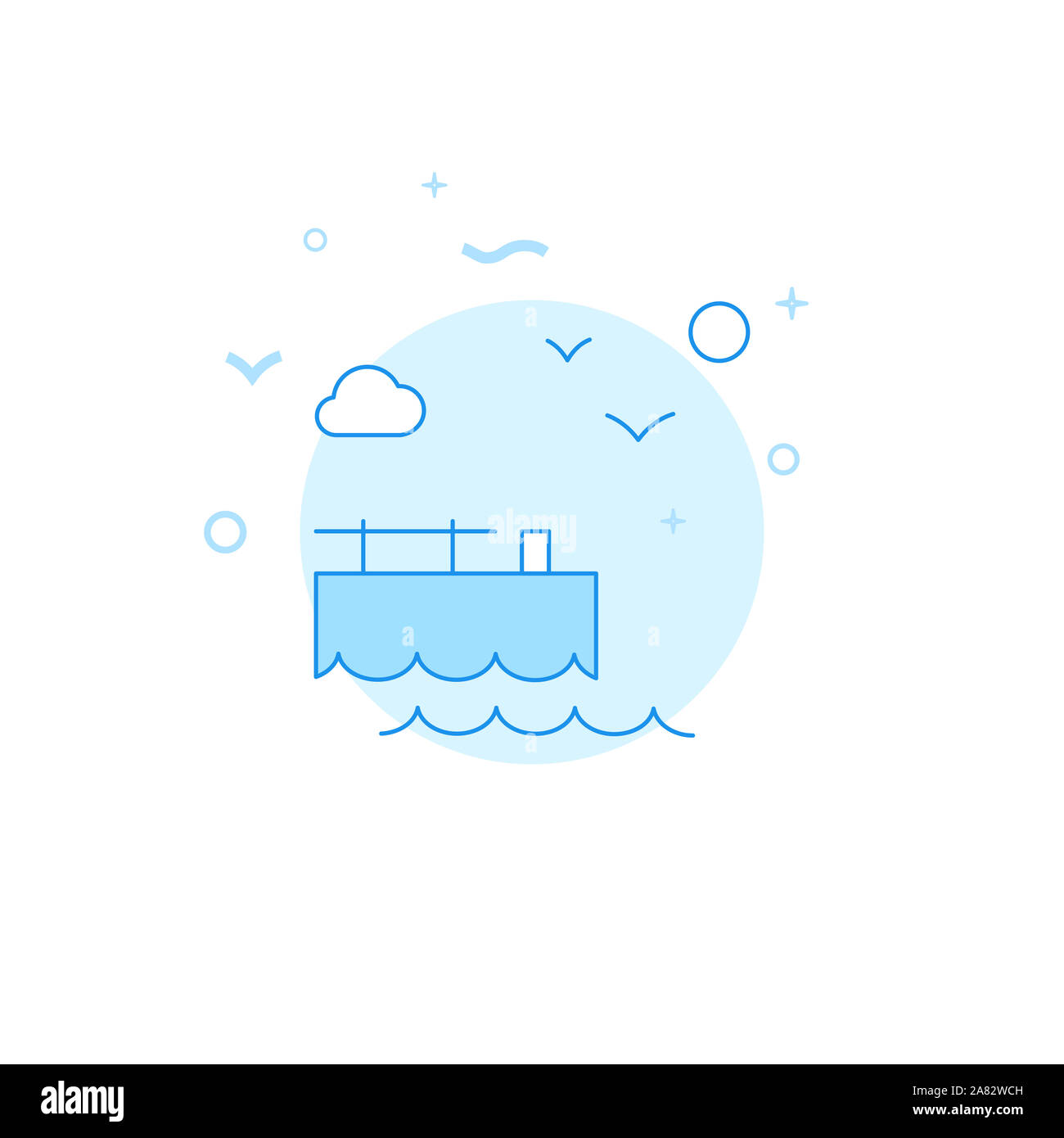 Berth, pier icon. Flat illustration. Filled line style. Blue monochrome ...