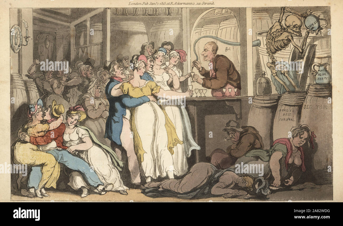 The skeleton of Death pouring vitriol and aqua fortis into the barrels ...
