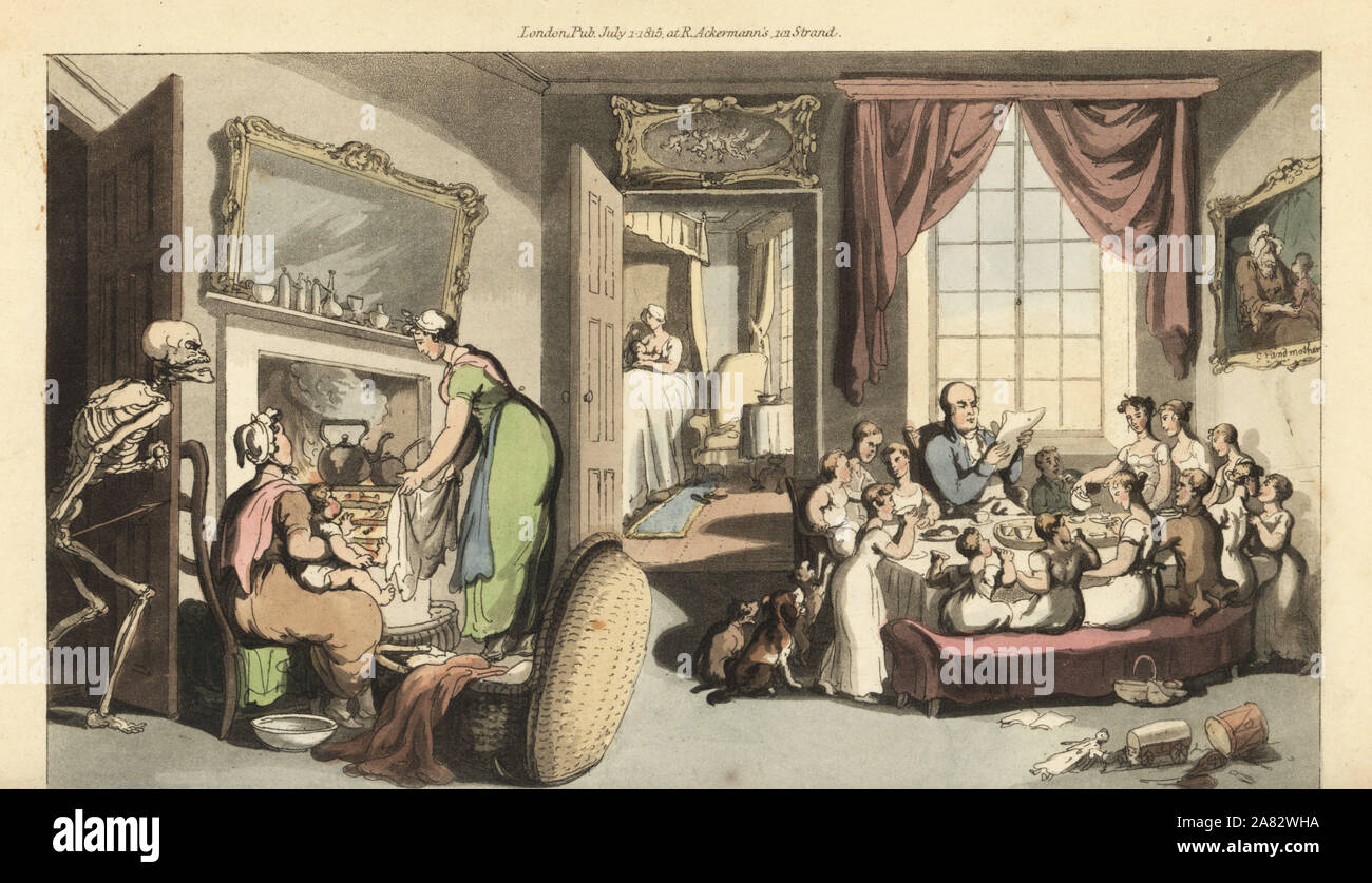 The skeleton of Death appears in the living room of a large family to ...