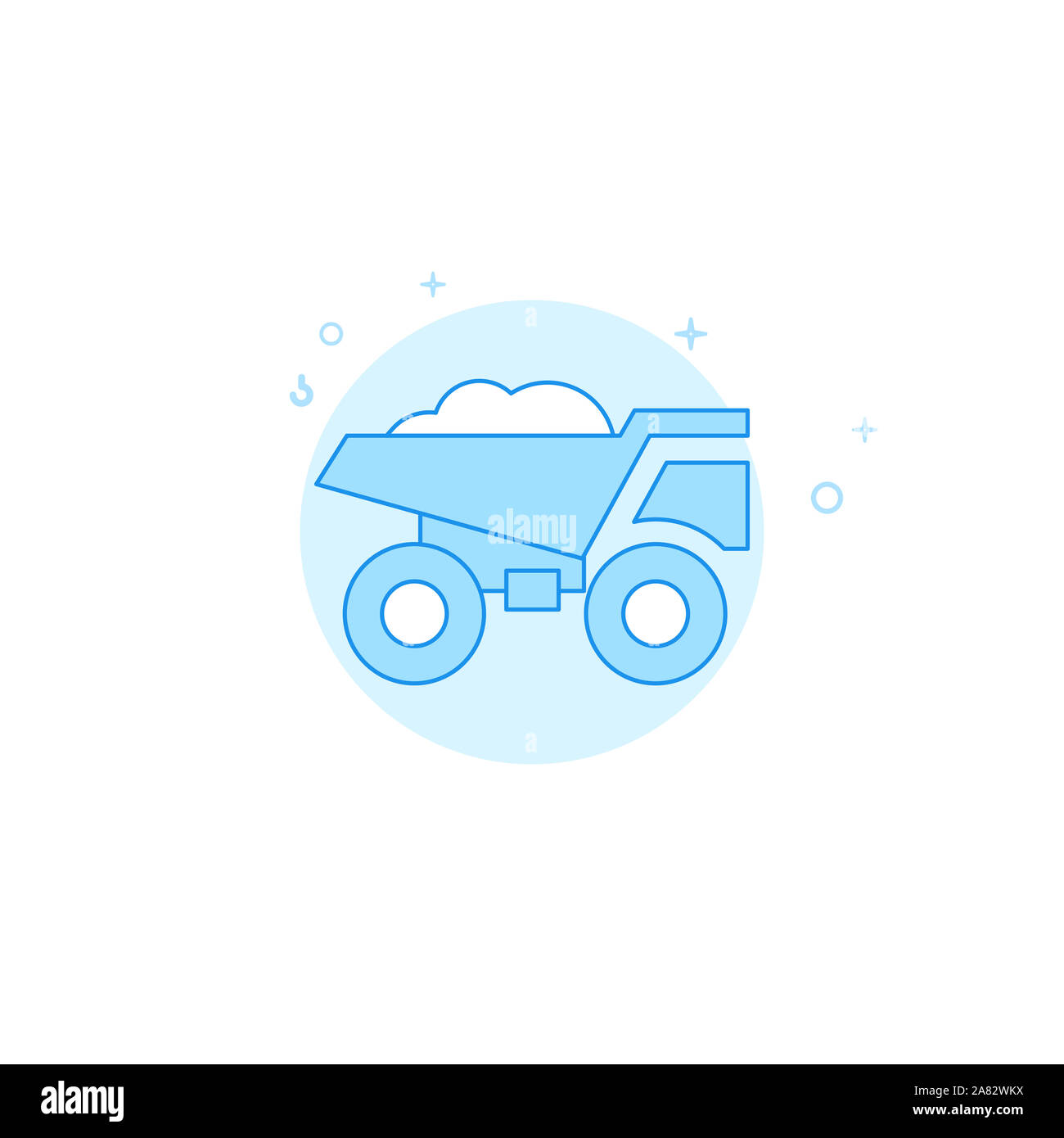Mining dumper icon. Flat illustration. Filled line style. Blue ...