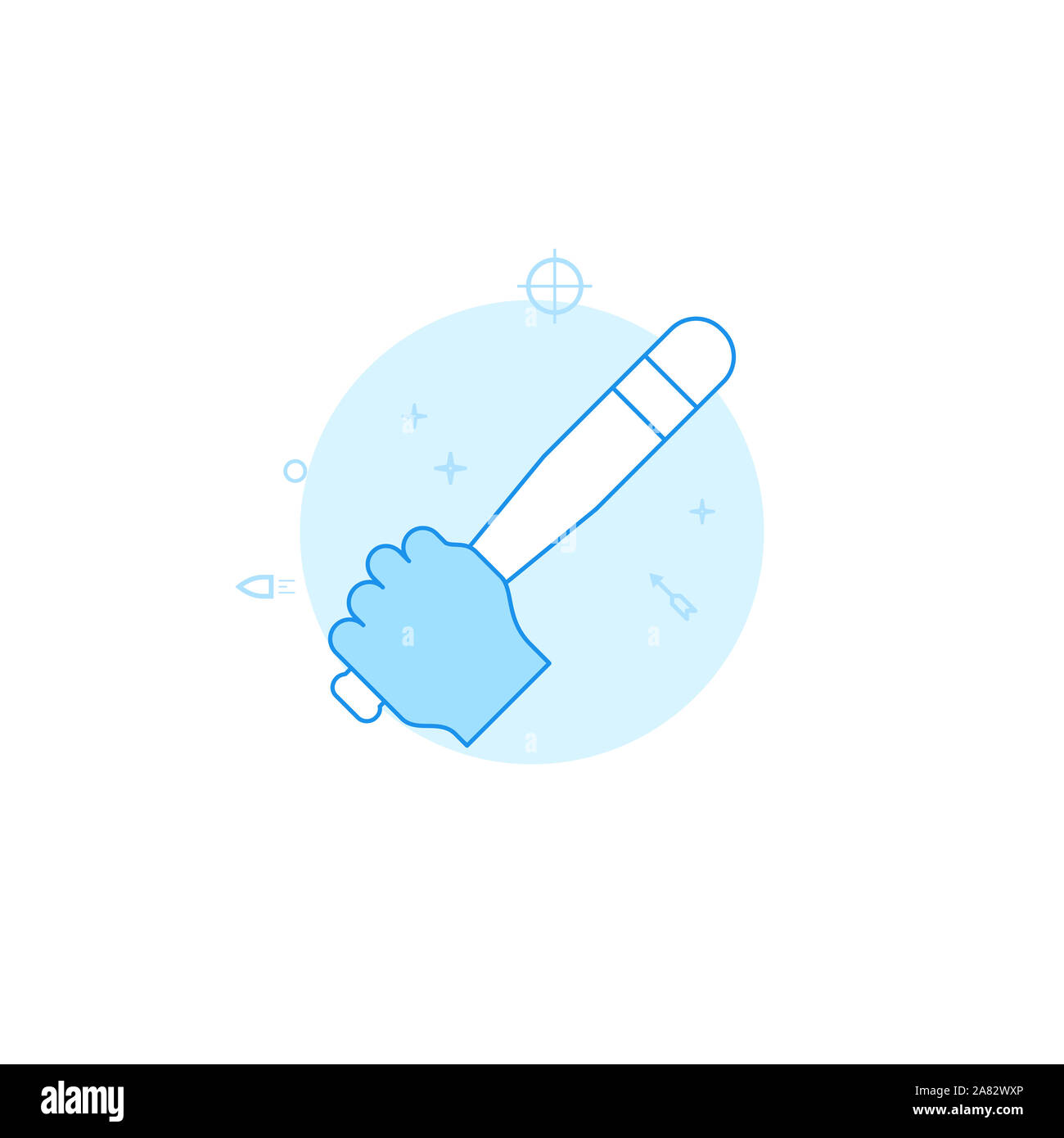 Baseball bat, baton in hand icon. Flat illustration. Filled line style ...