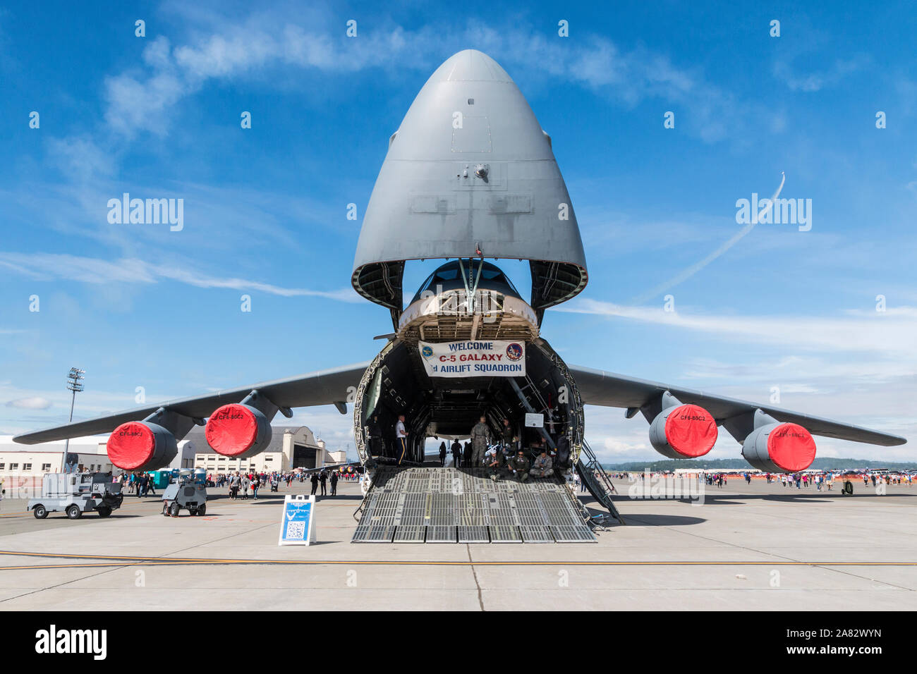 A United States Air Force C-5 Galaxy sits on static display at the 2018 ...
