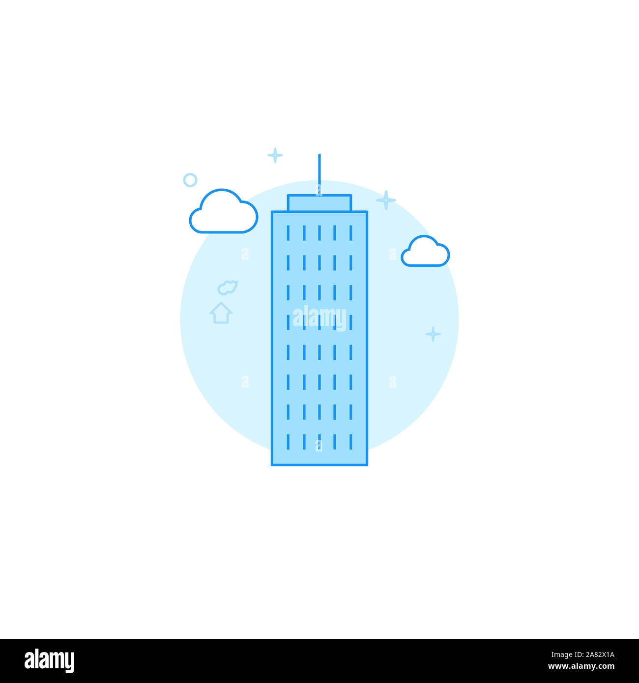 Multi-storey residential building icon. Flat illustration. Filled line ...