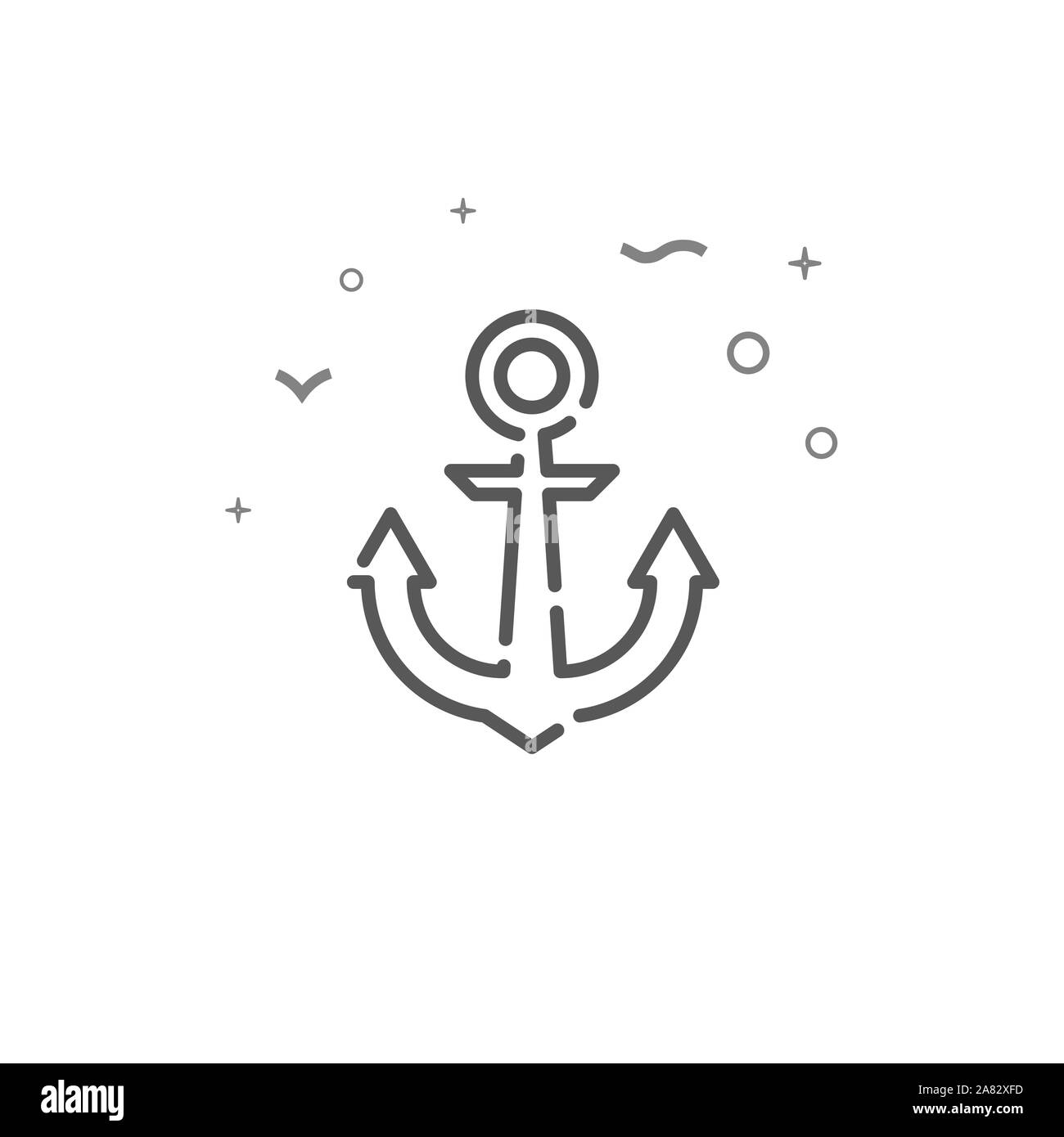 Ship anchor simple line icon. Ship anchor symbol, pictogram, sign ...