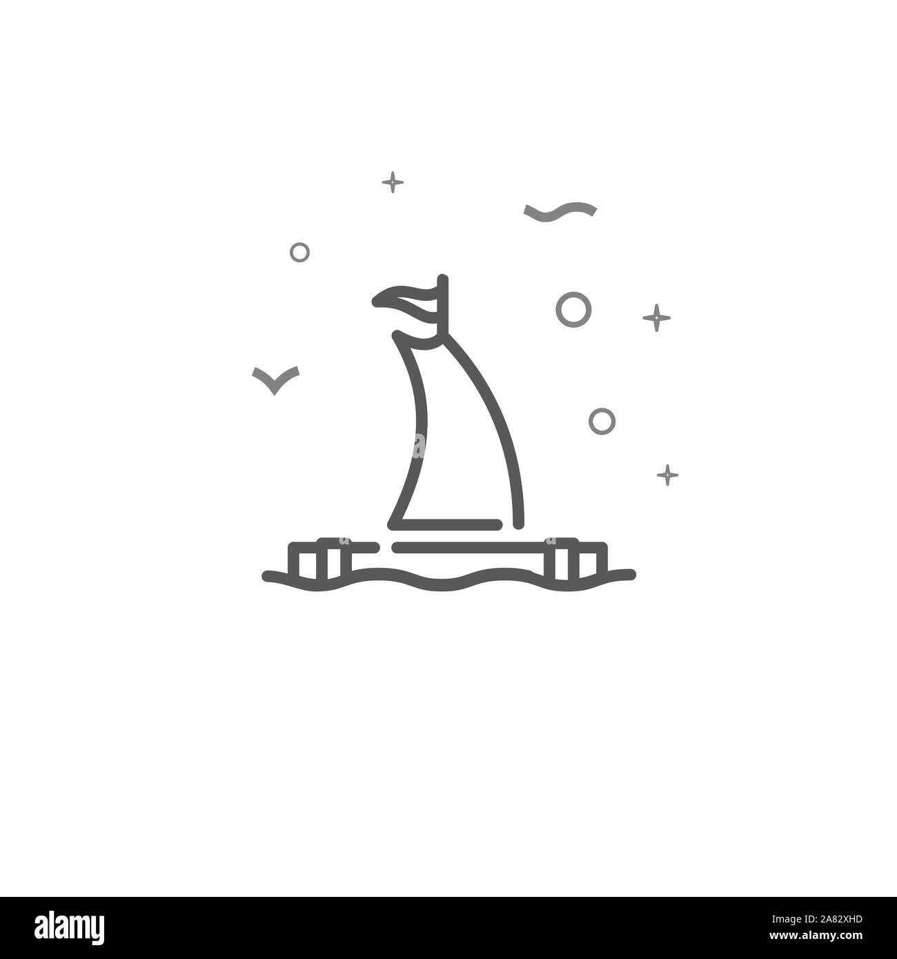 Sailing raft simple line icon. Sailing raft symbol, pictogram, sign ...