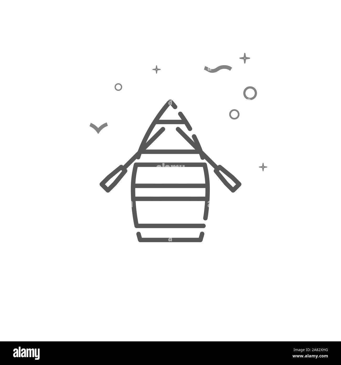 Wooden rowing boat simple line icon. Boat with oars symbol, pictogram ...