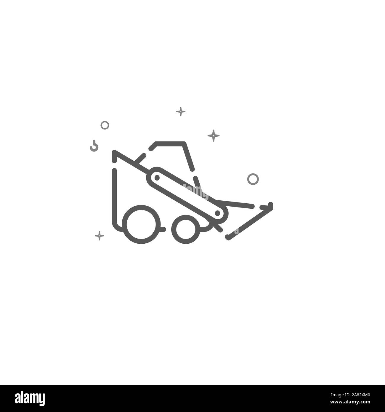 Bobcat vehicle machine simple line icon. Mini bulldozer loader symbol ...