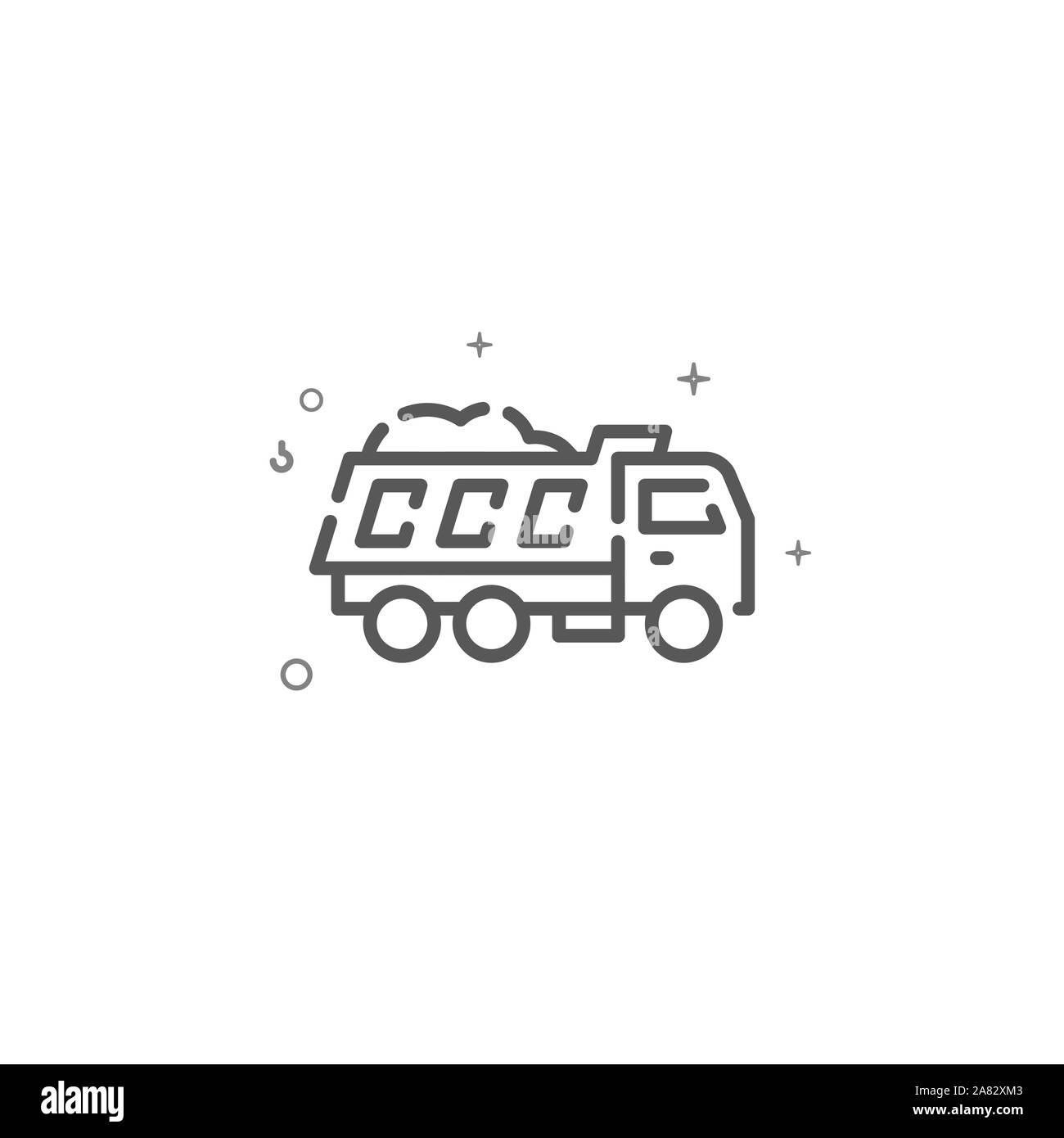 Dumper truck with sand simple line icon. Tipper symbol, pictogram, sign ...