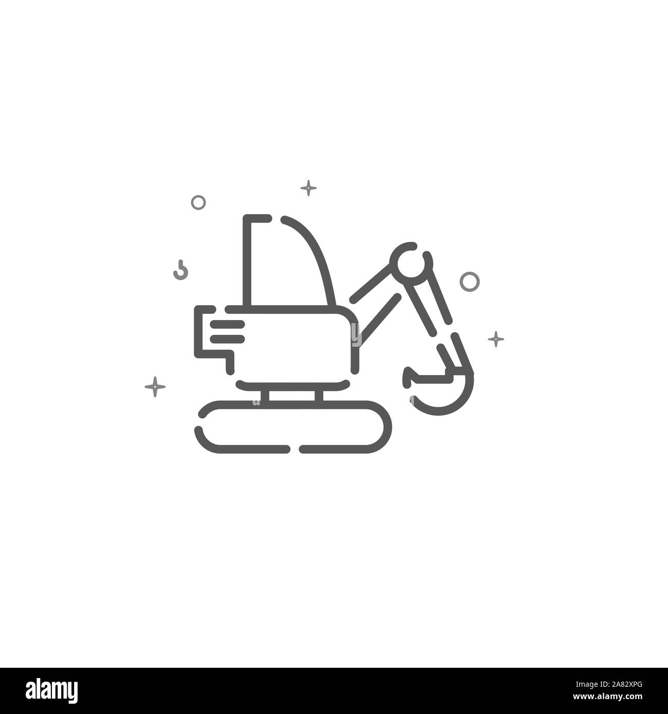 Excavator simple line icon. Digger symbol, pictogram, sign. Light ...