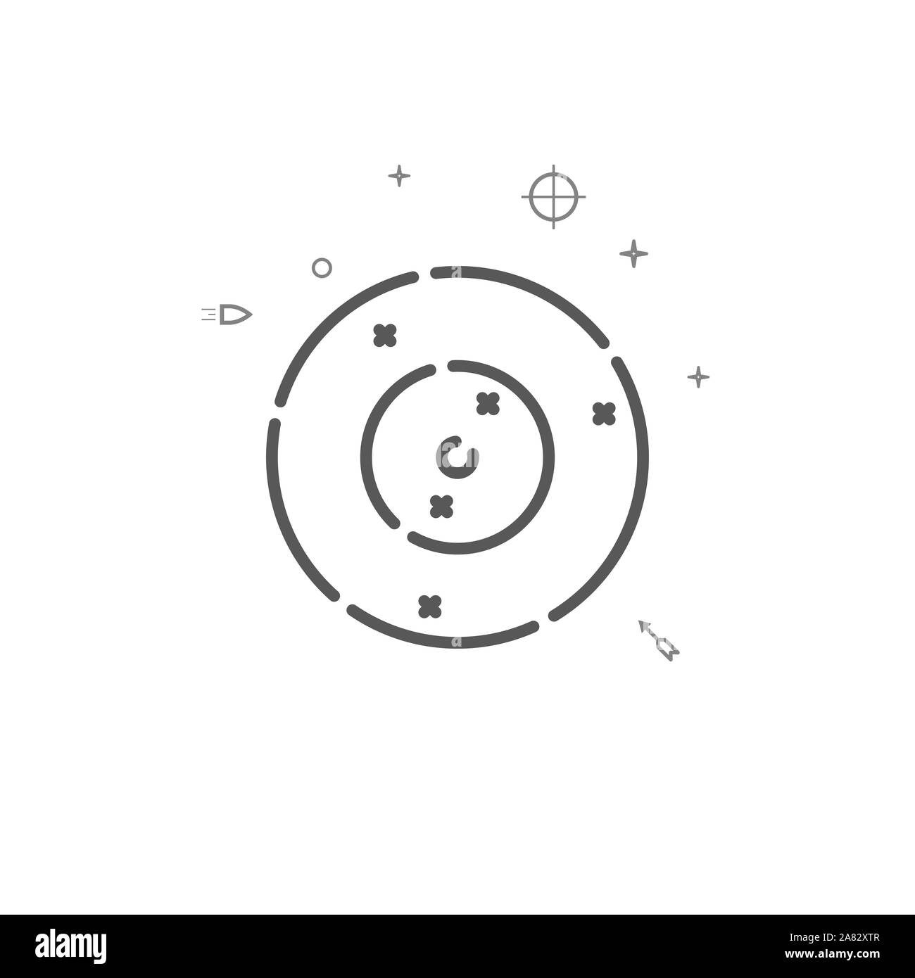 Target with bullet marks simple line icon. Shooting range symbol ...