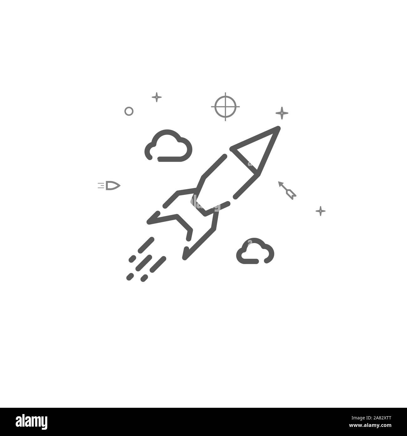 Ballistic missile simple line icon. Rocket symbol, pictogram, sign ...