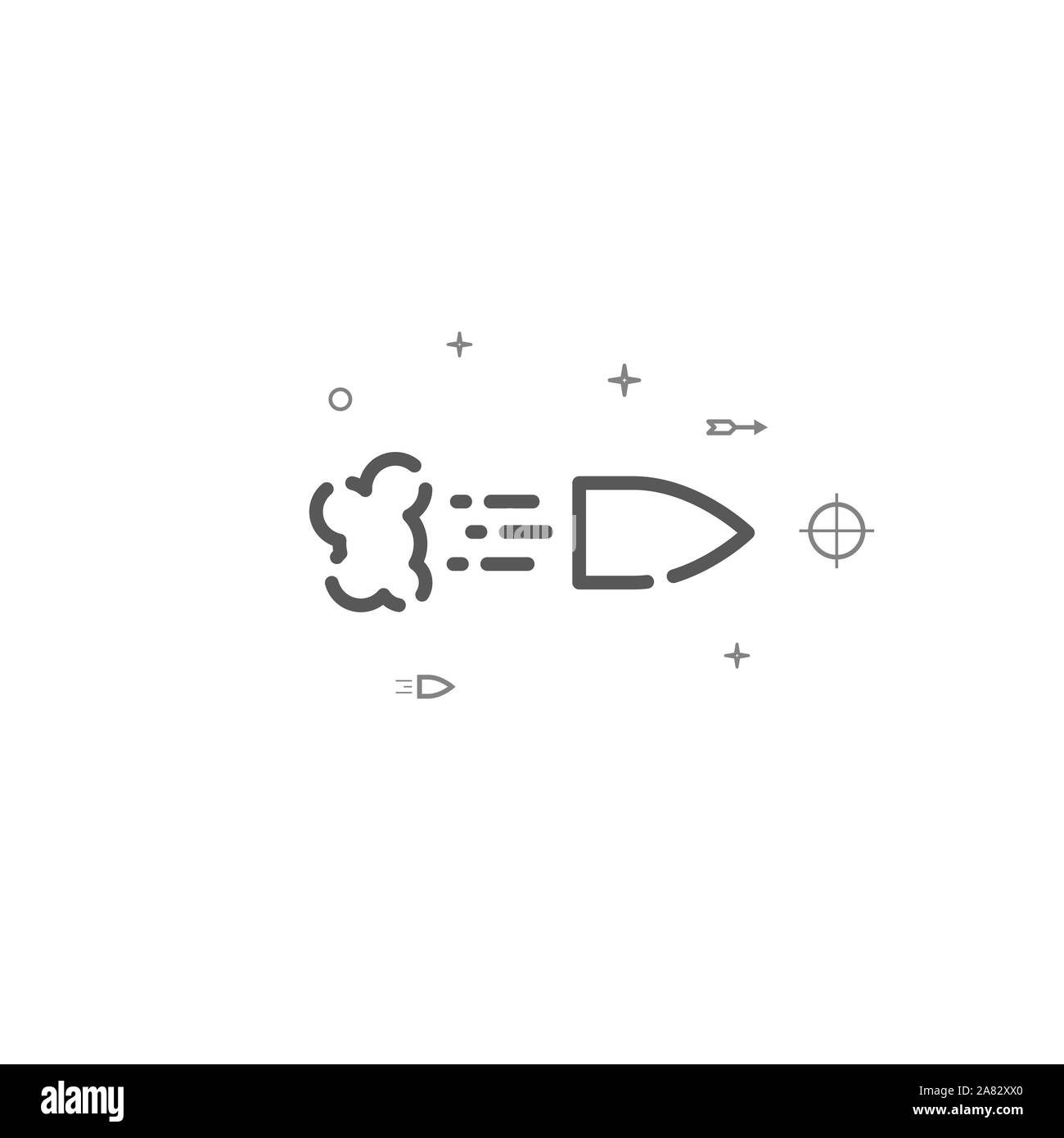 Flying bullet simple line icon. Shot symbol, pictogram, sign. Light ...