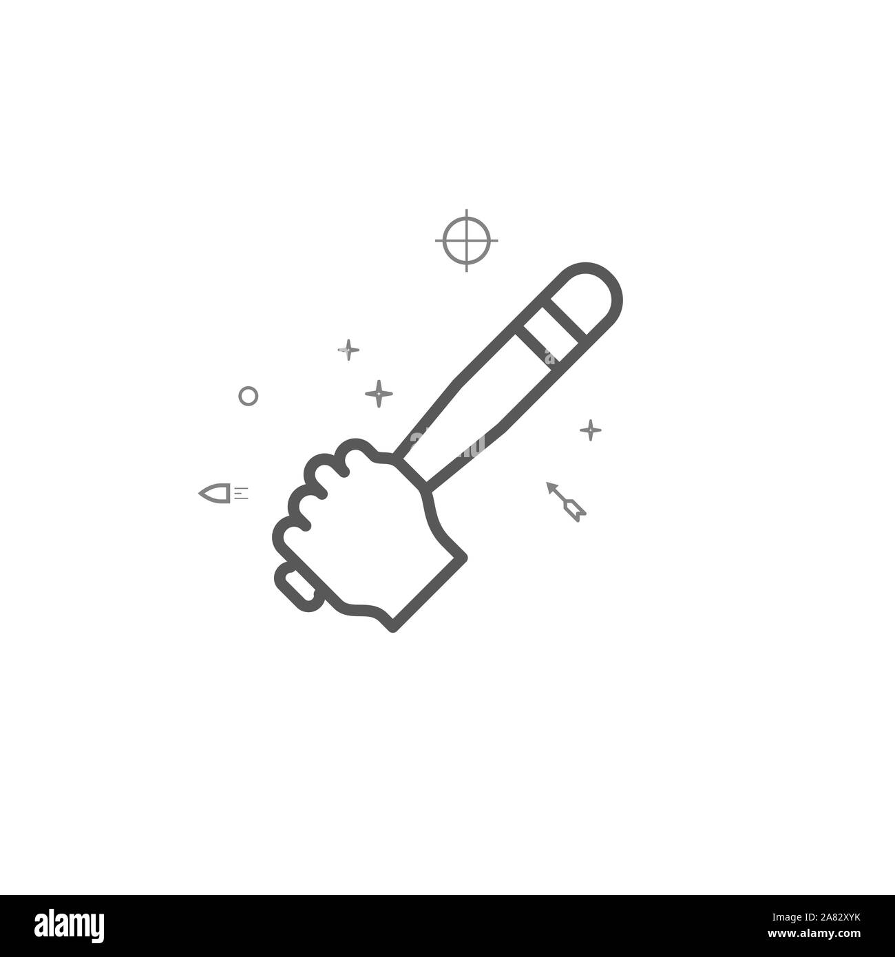 Baseball bat simple line icon. Baton in hand symbol, pictogram, sign ...