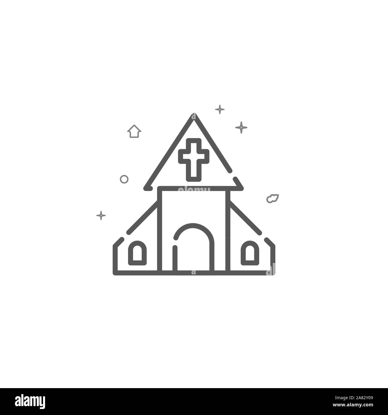 Village church simple line icon. Christian mission symbol, pictogram ...
