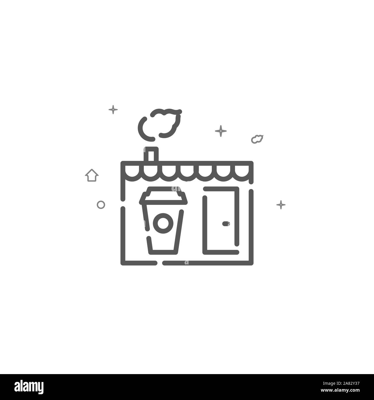 Cafe simple line icon. Coffee kiosk symbol, pictogram, sign. Light ...