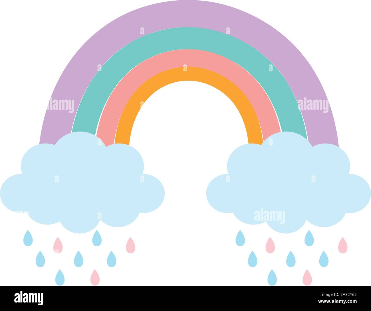 rainbow cloud rain drops cartoon vector illustration Stock Vector Image ...