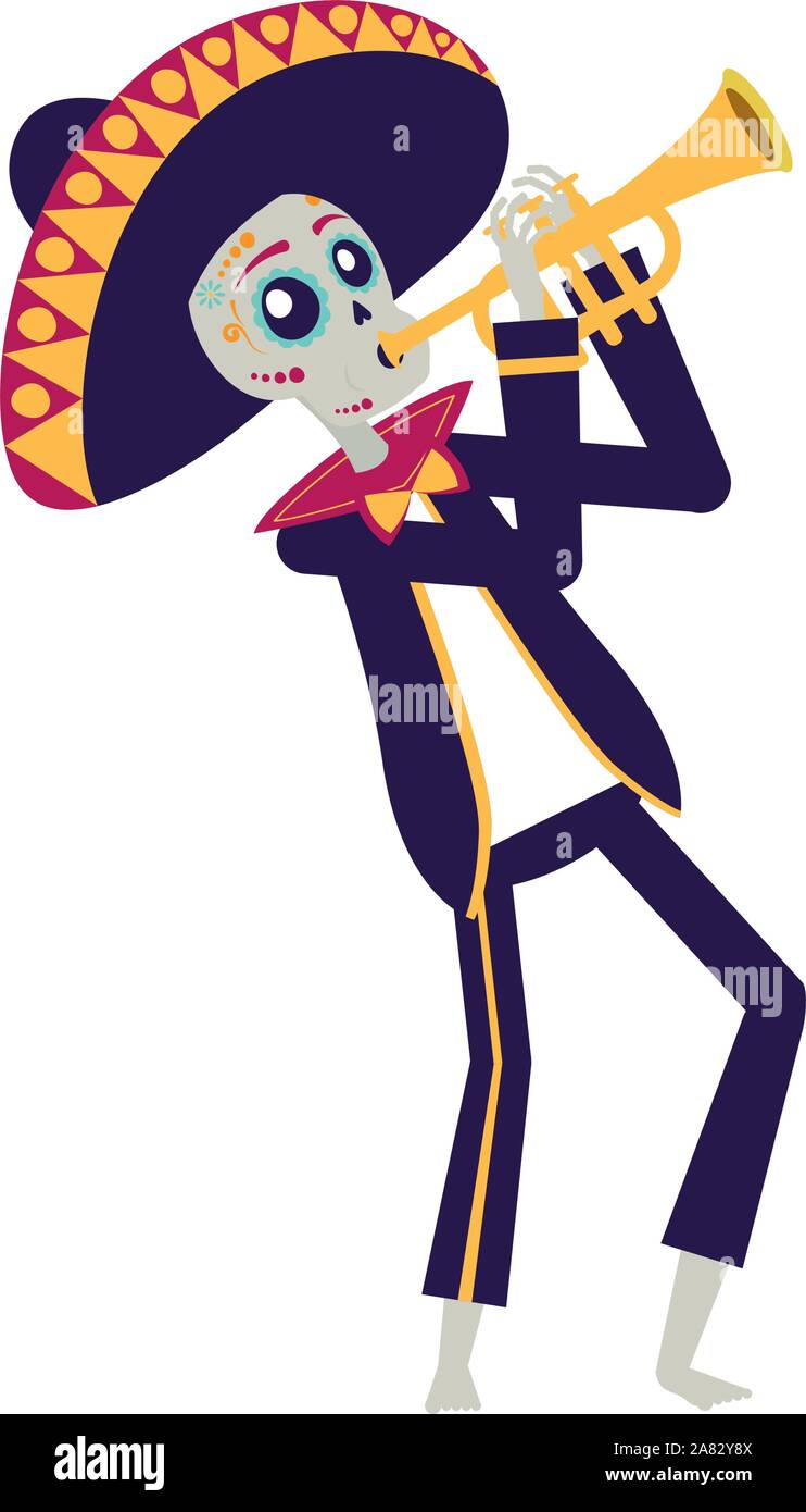 Skull with trumpet Stock Vector Images - Alamy