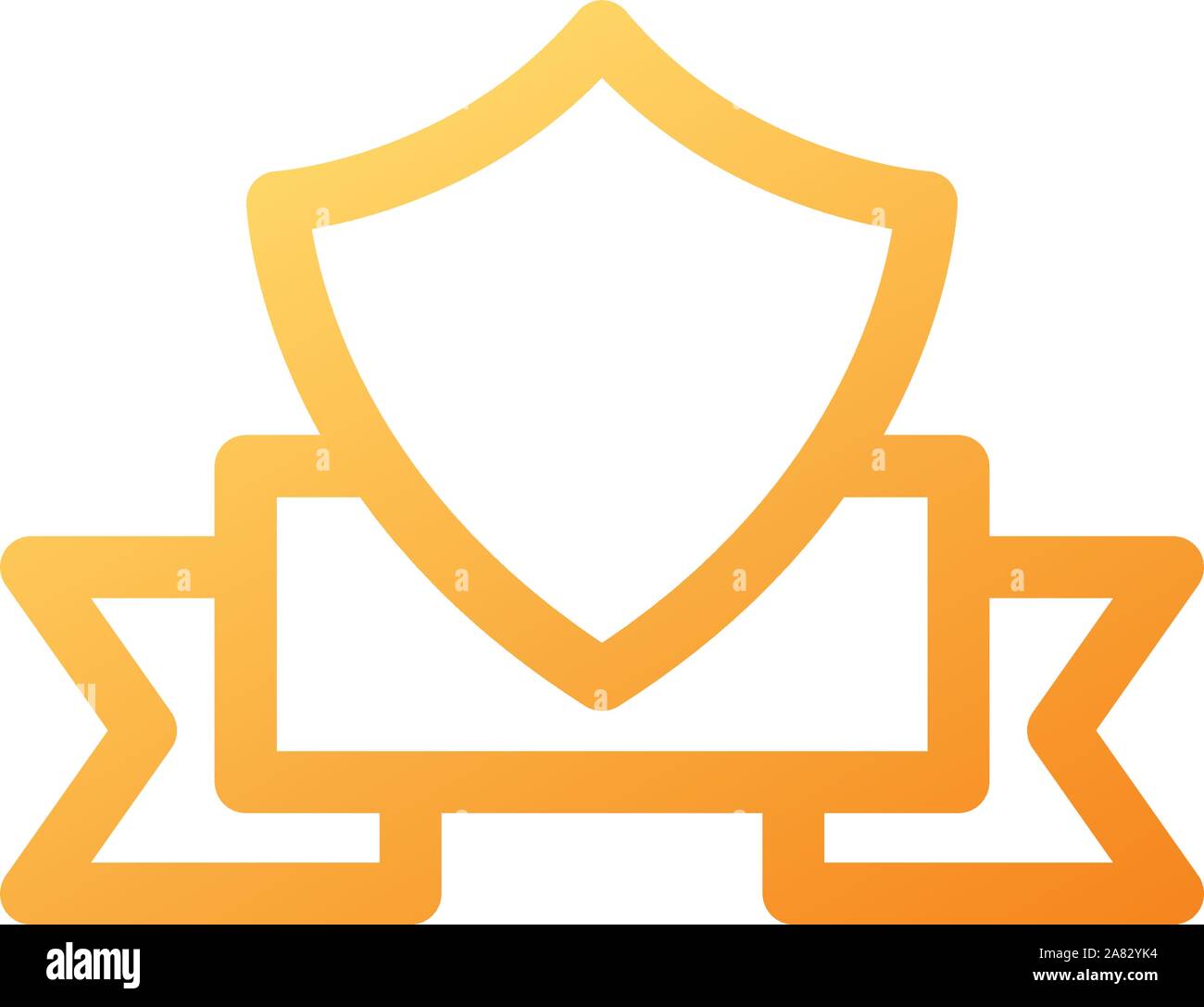 security protection emblem with ribbon on white background vector ...