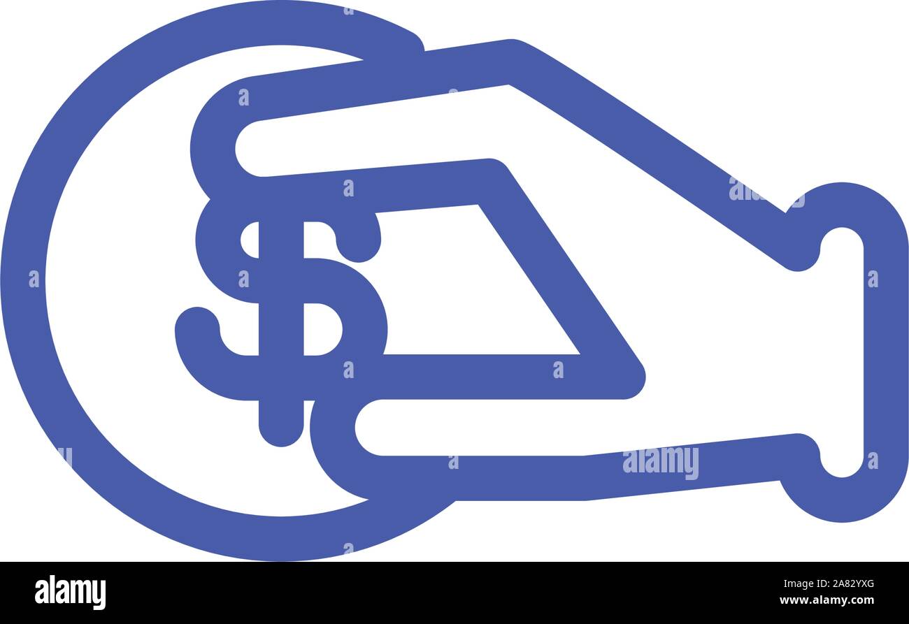 hand with currency and symbol dollar on white background vector ...