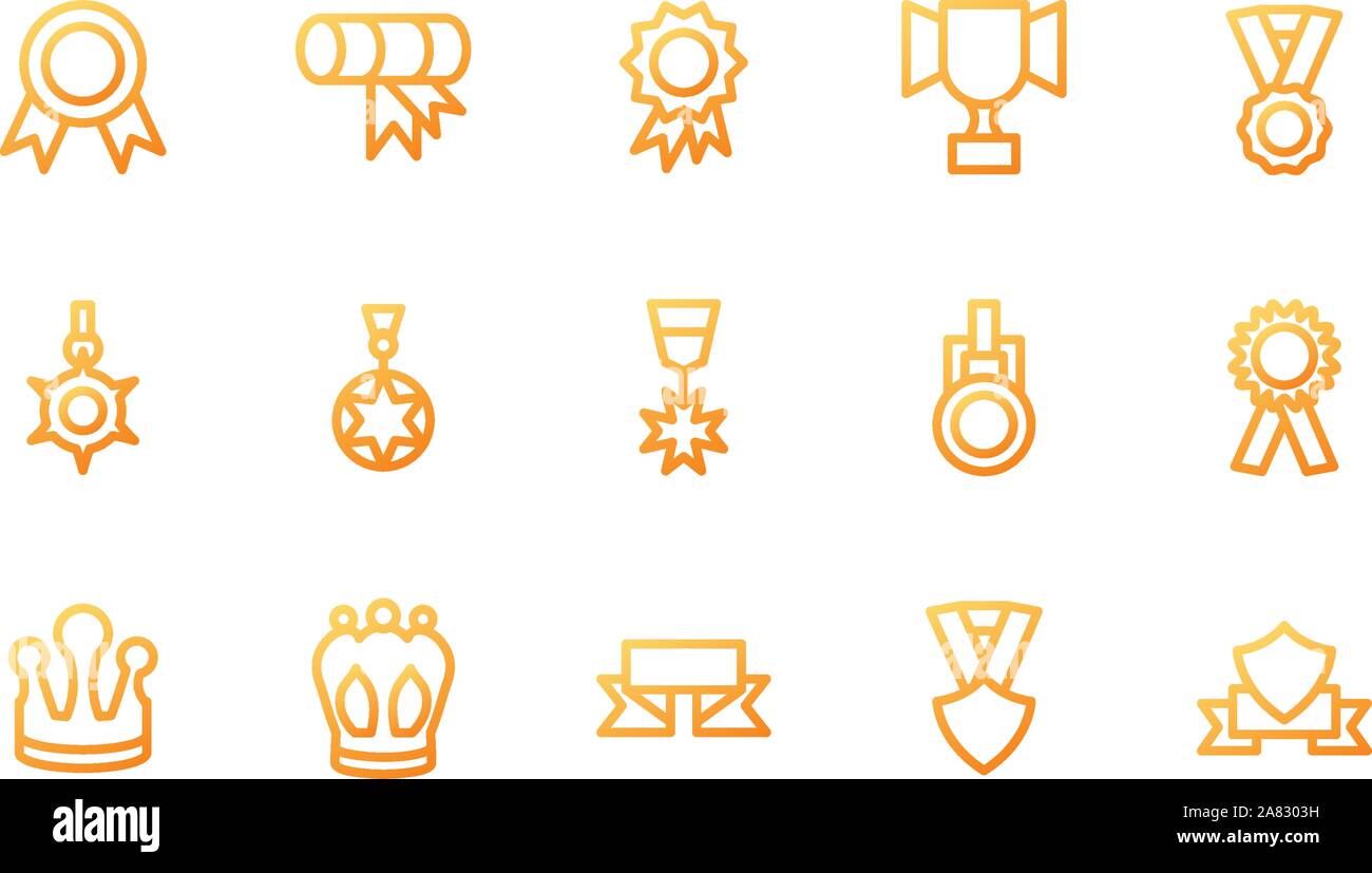 set of icons of awards on white background vector illustration design ...