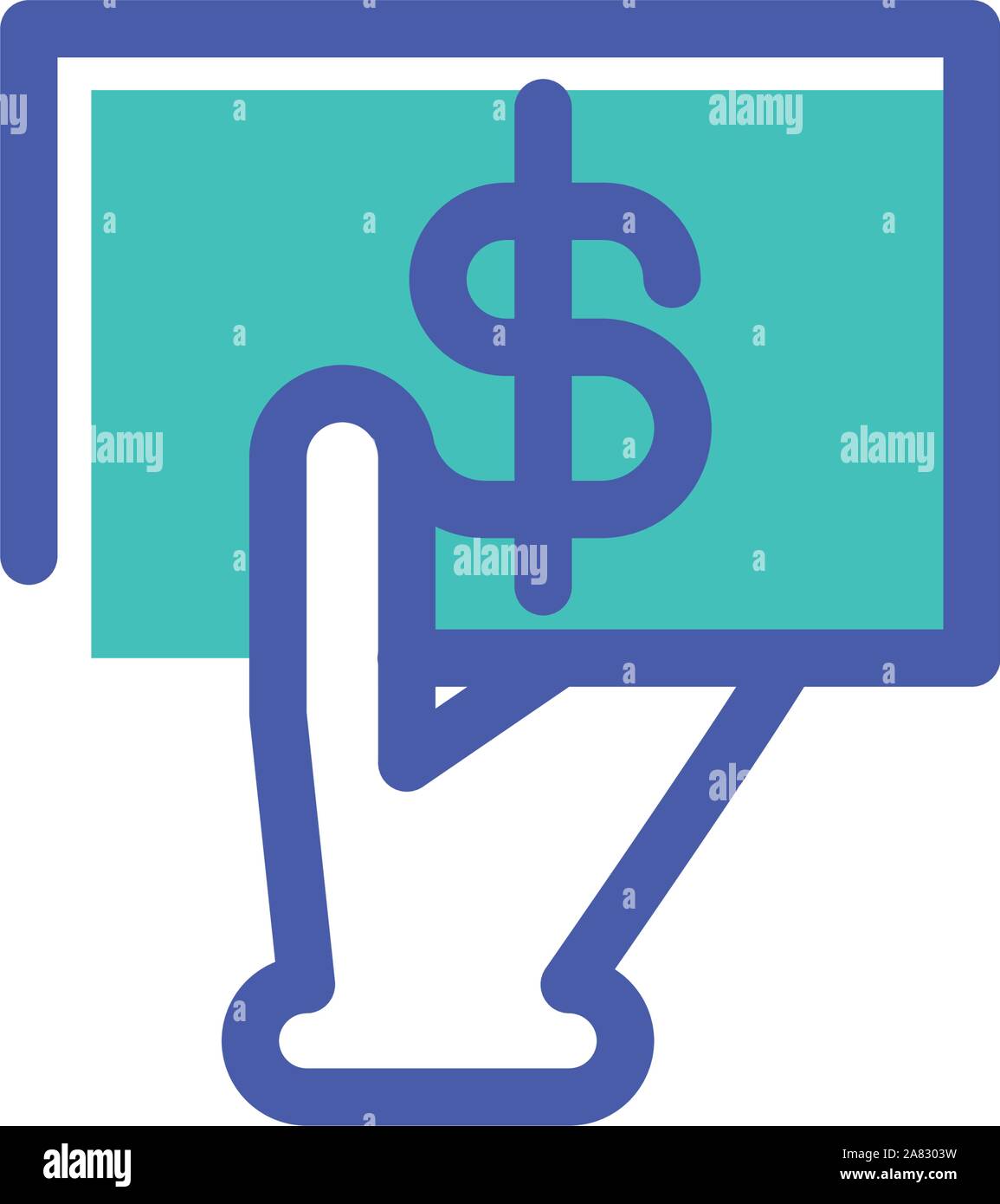 hand with money and symbol dollar on white background vector ...