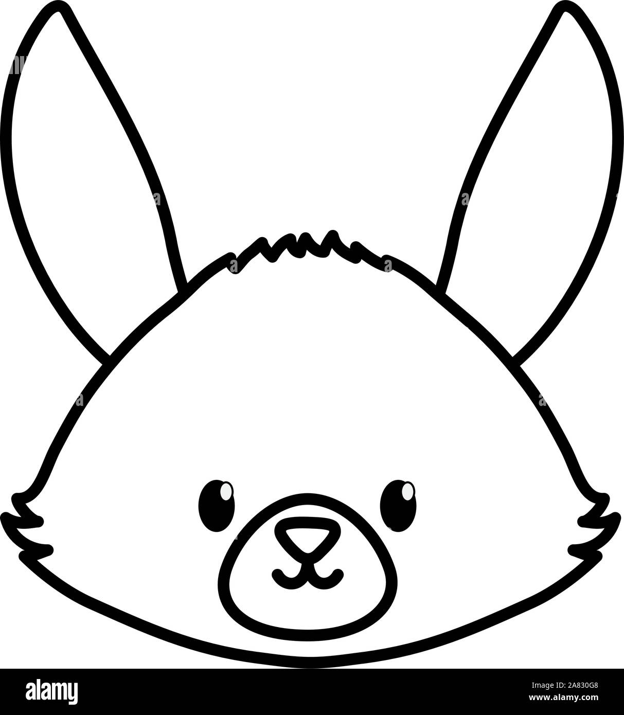 cute rabbit head animal on white background vector illustration thick ...